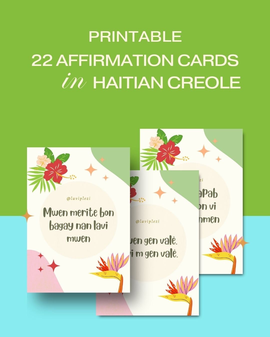 22 Haitian Creole Affirmation Cards - Etsy