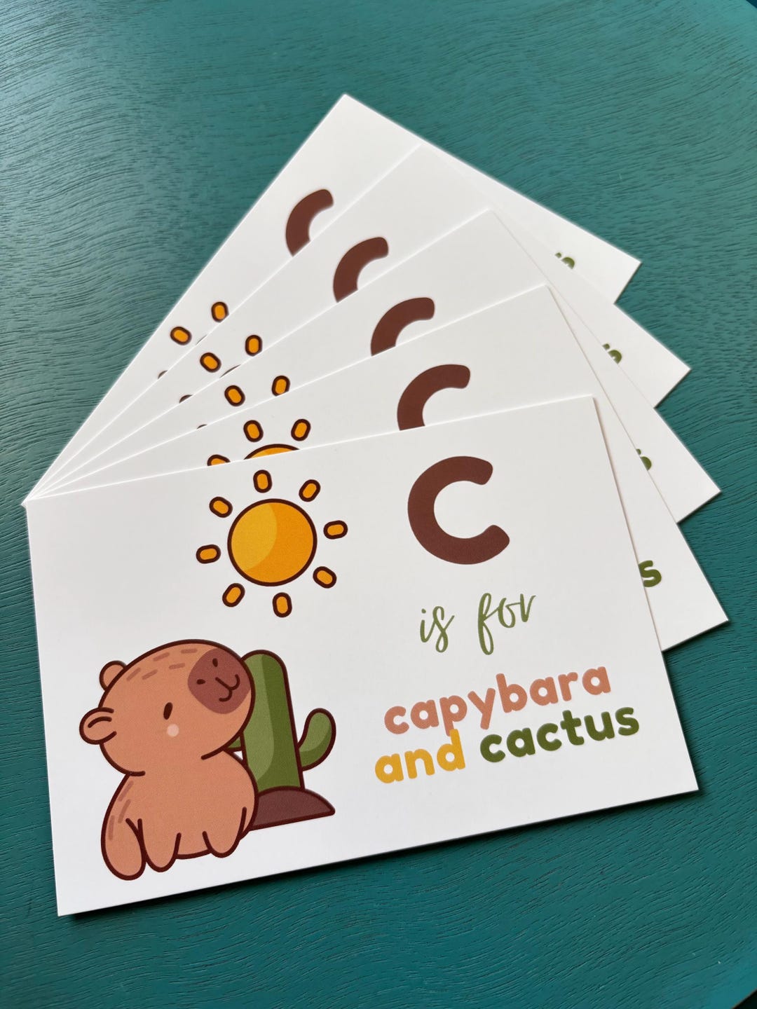 C is for Capybara and Cactus Postcard - Etsy