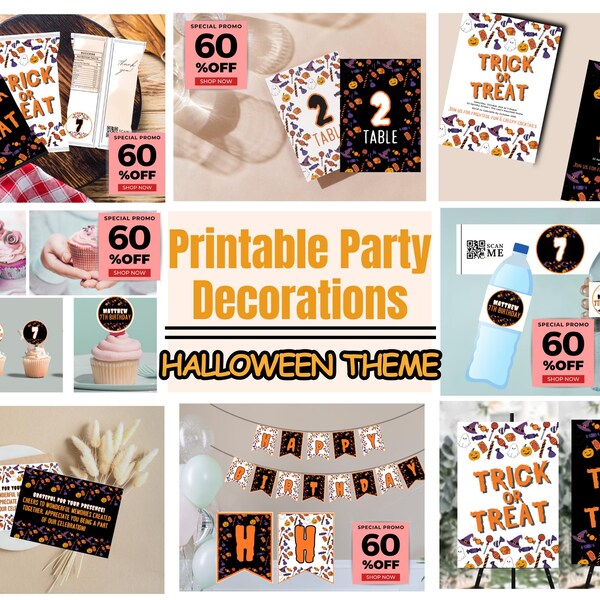 Halloween Party Printables, Trick or Treat Decorations Template ...
