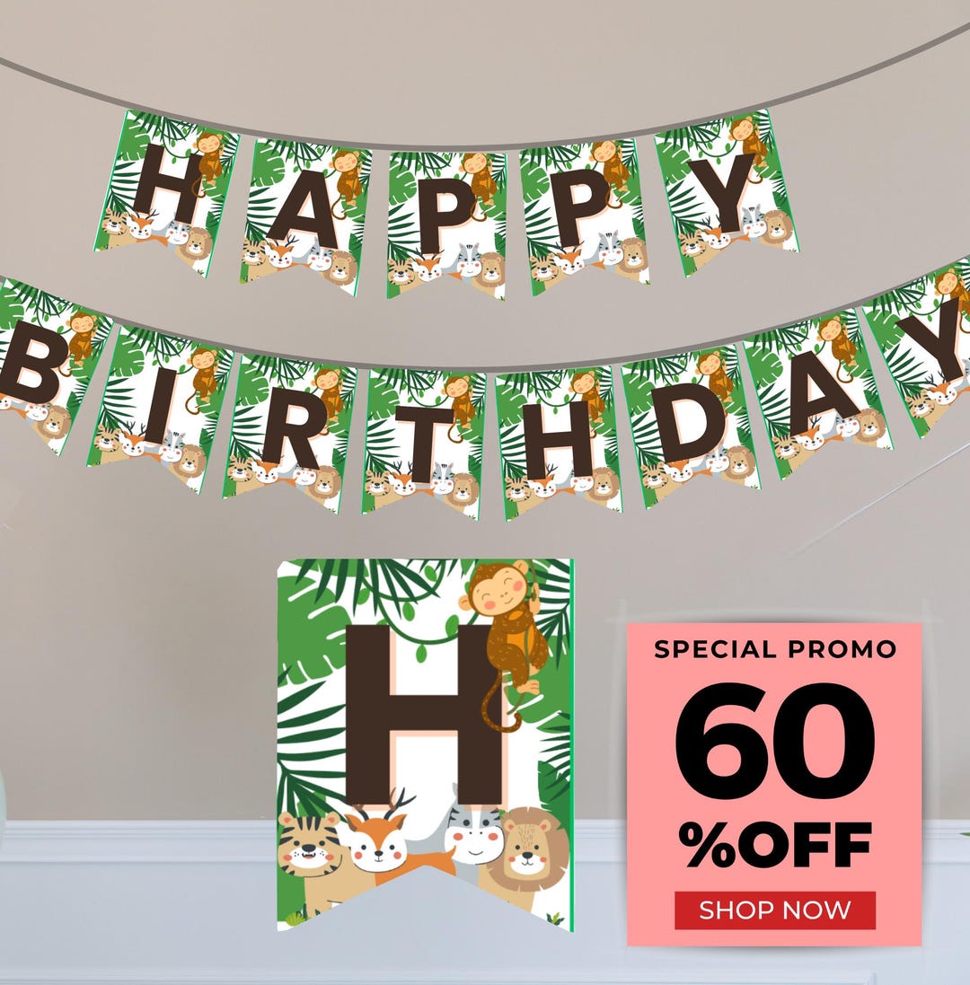 Editable Safari Banner, Safari Jungle Banner, Safari Animal Banner ...