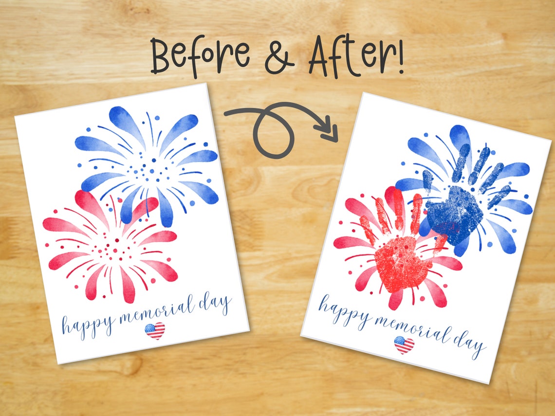 Memorial Day Handprint Art, Patriotic Activity for Kids, Printable ...
