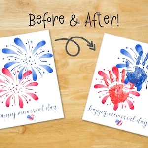 Memorial Day Handprint Art, Patriotic Activity for Kids, Printable ...
