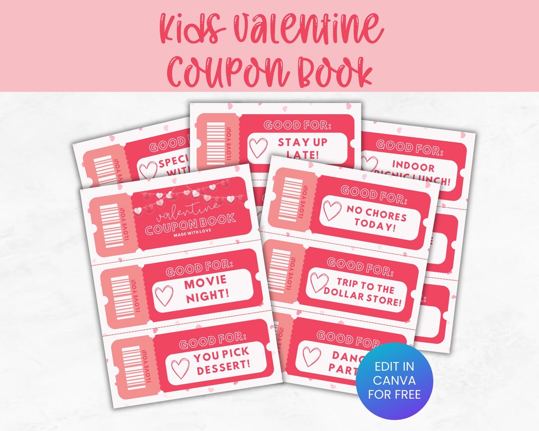 Editable Valentine’s Day Coupons for Kids Printable, Vday Coupon Book ...