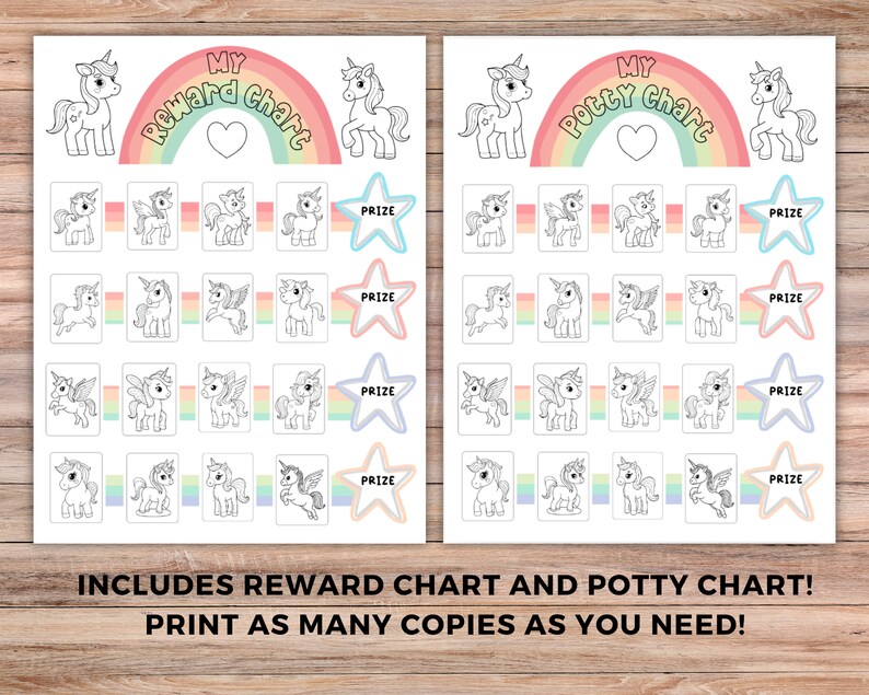 Printable Unicorn Potty Chart, Unicorn Reward Chart, Unicorn Toilet ...
