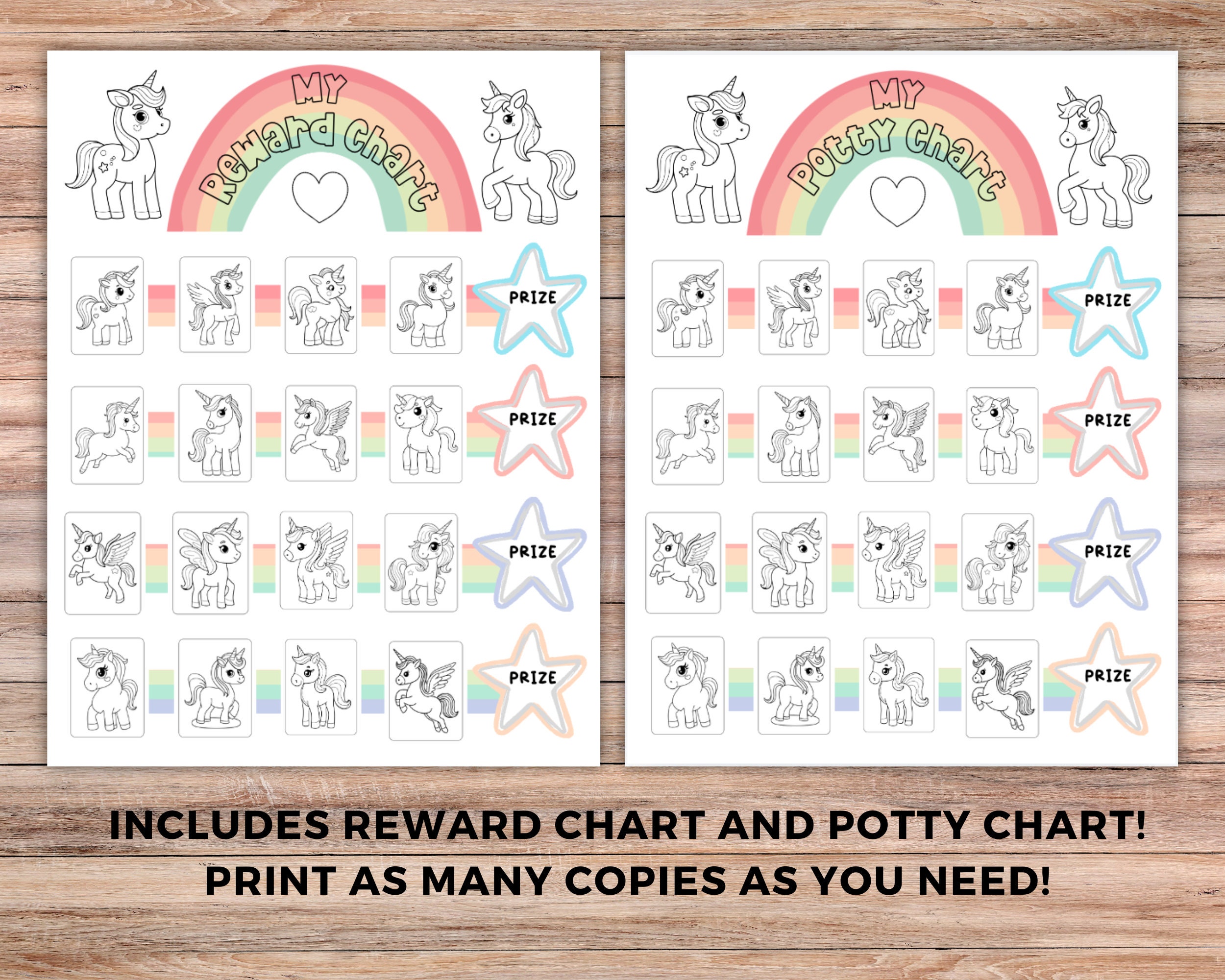 Printable Unicorn Potty Chart, Unicorn Reward Chart, Unicorn Toilet ...