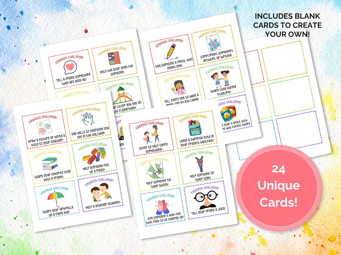 Printable Random Acts of Kindness Cards, Be Kind Lunch Box Notes ...