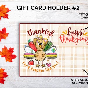 Thanksgiving Teacher Gift Card Holder, Printable Gratitude Gift Card ...