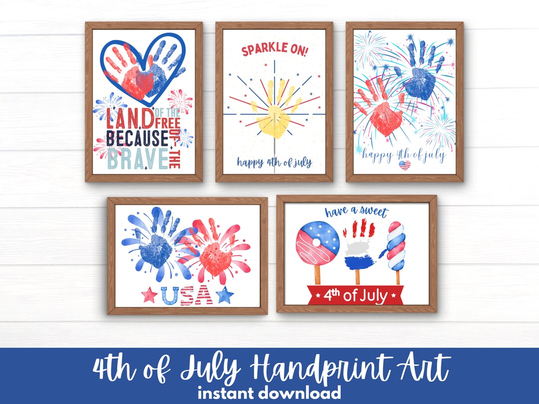 Fourth of July Handprint Art, Patriotic Activity for Kids, Printable ...