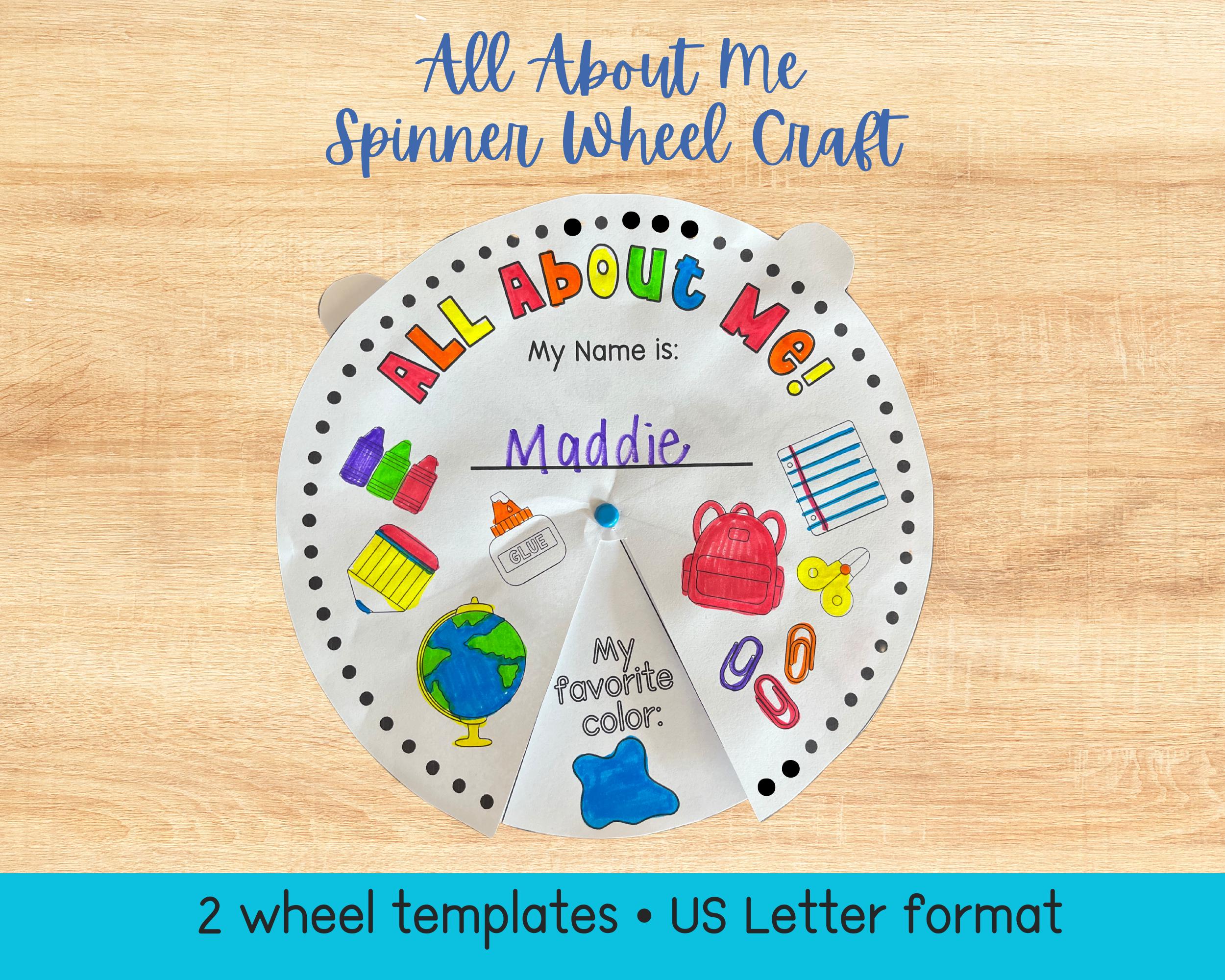 All About Me Spinner Wheel: Back to School Coloring Craft (digital ...