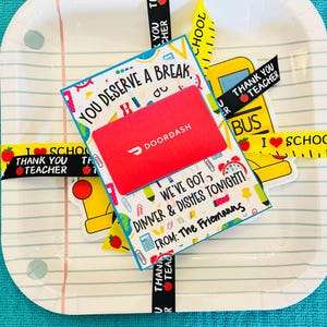 Teacher Gift Card Holder, Dinner and Dishes Gift Tag for School ...