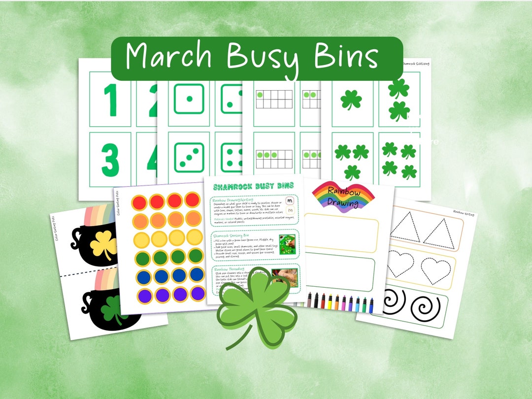 March Preschool Busy Bin Bundle, St Patricks Day Sensory Play for ...