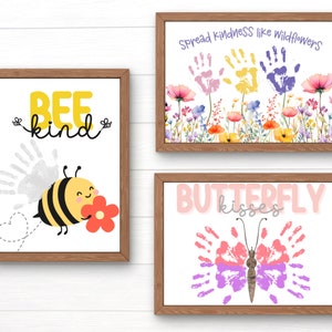 Spring Handprint Art Bundle - Printable Craft Templates, Keepsake for ...