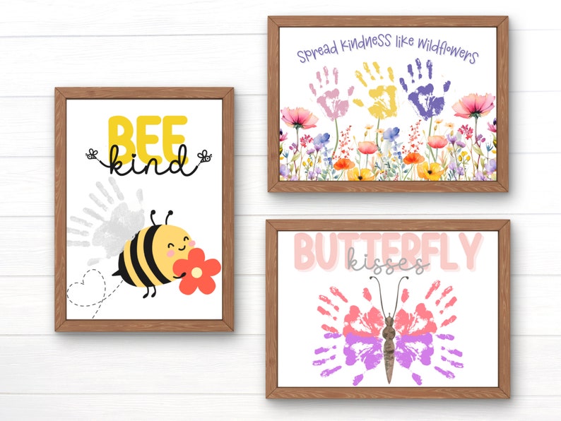 Spring Handprint Art Bundle - Printable Craft Templates, Keepsake for ...