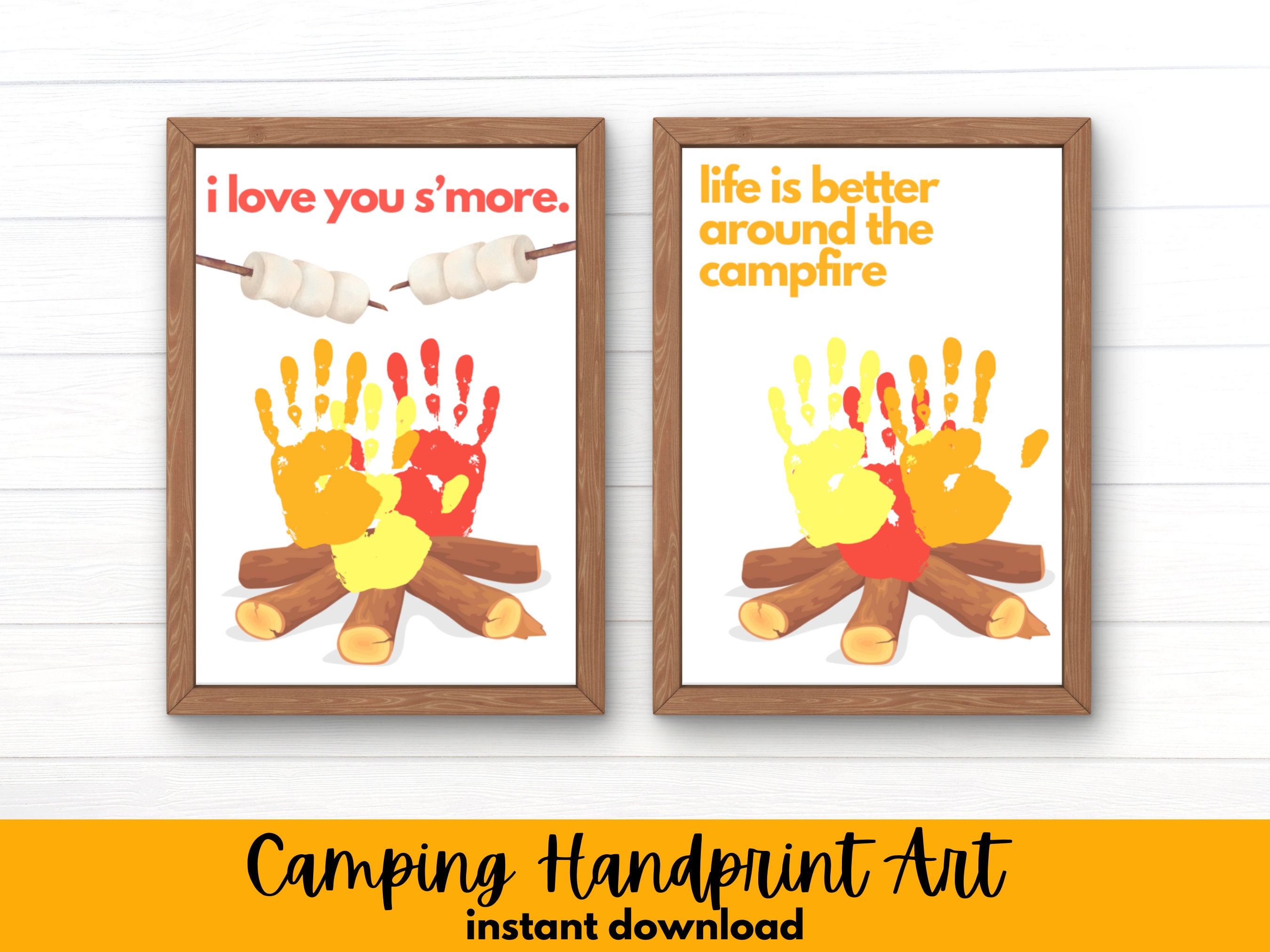 Camping Handprint Art - S'more Printable Craft Templates, Keepsake for ...