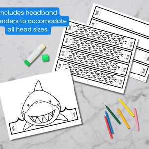 Printable Shark Paper Crown, Kids Coloring Craft, DIY Shark Birthday ...