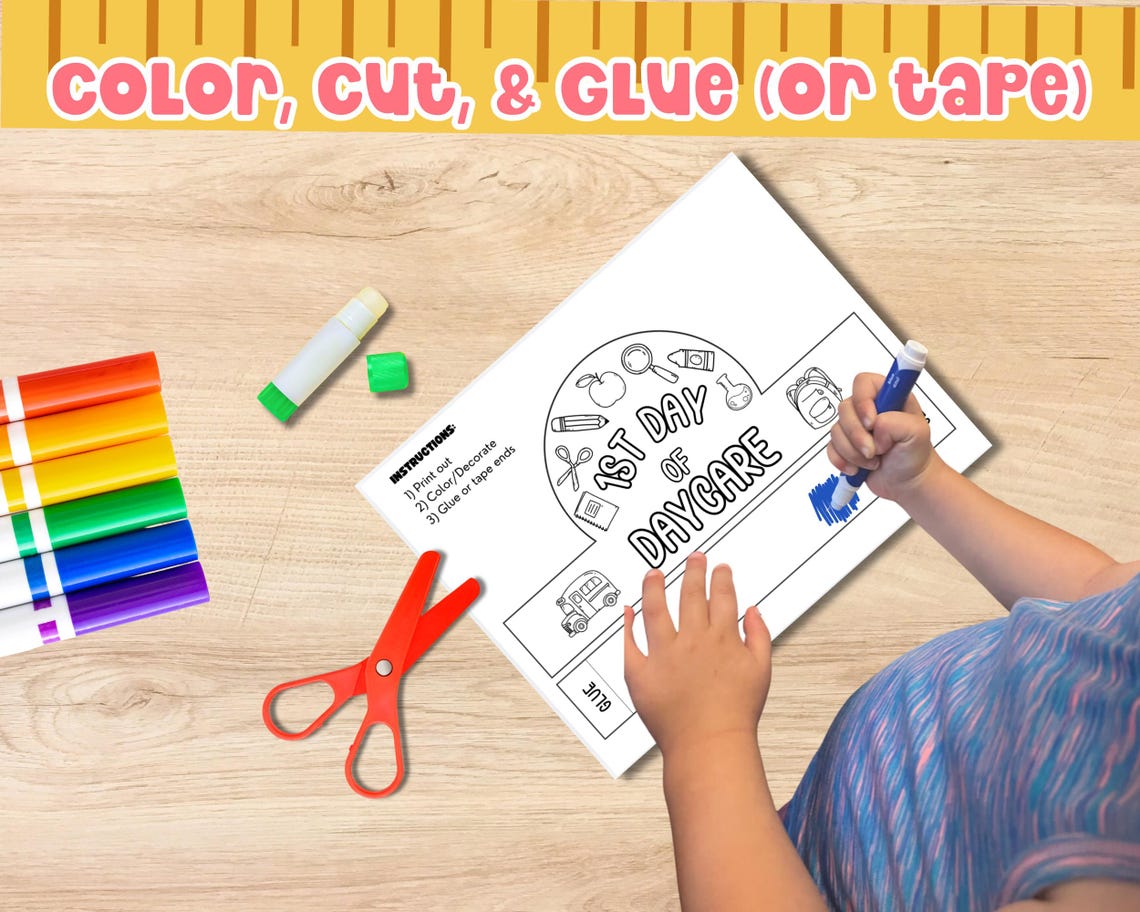Printable First Day of School Paper Crown, Kids Coloring Craft ...
