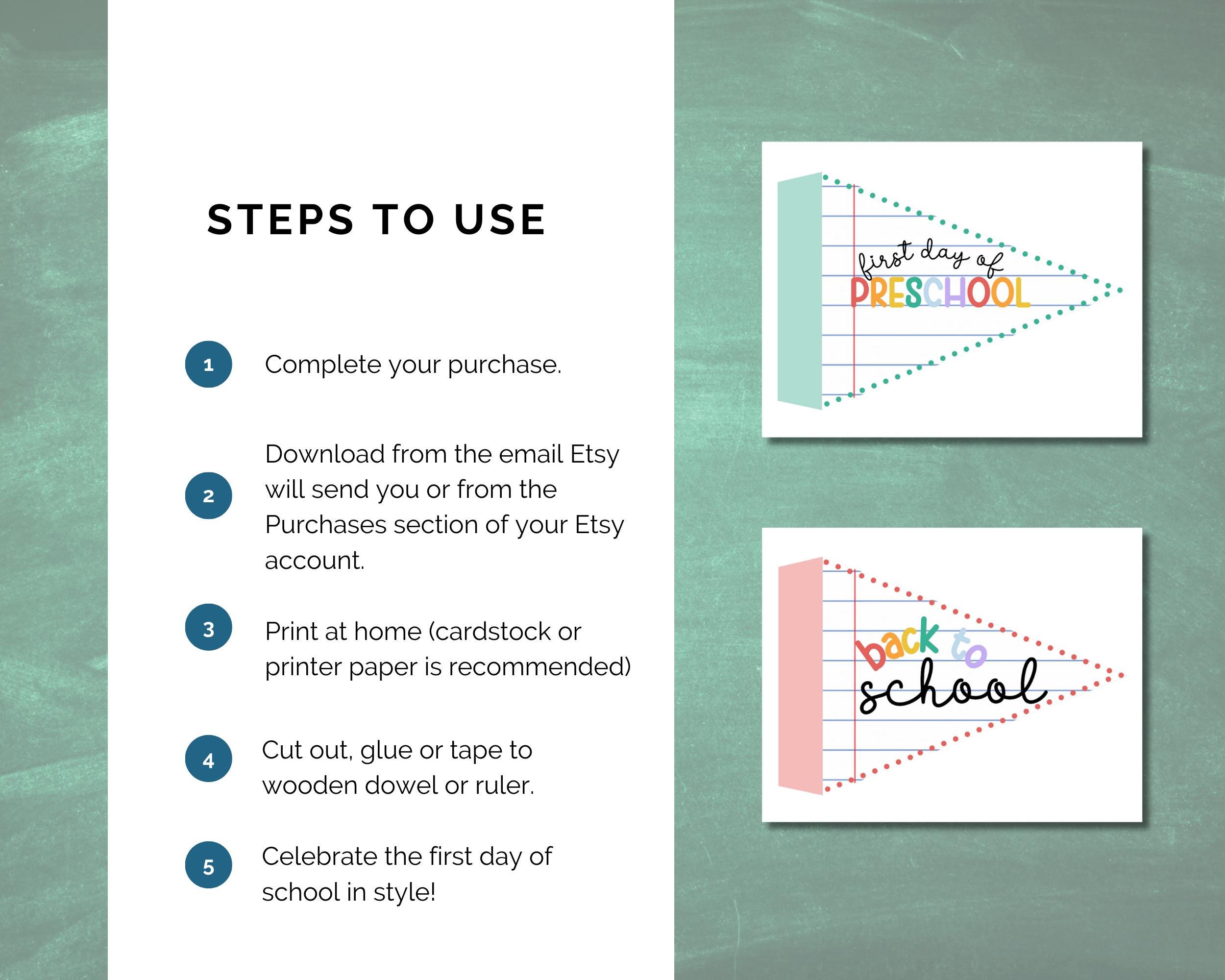 First Day of School Flag Photo Prop, 1st Day of School Pennant, Back to ...