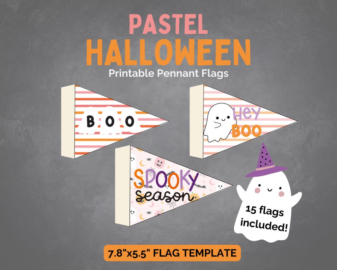 Printable Pastel Halloween Pennant Flags, DIY Halloween, Cute Decor for ...