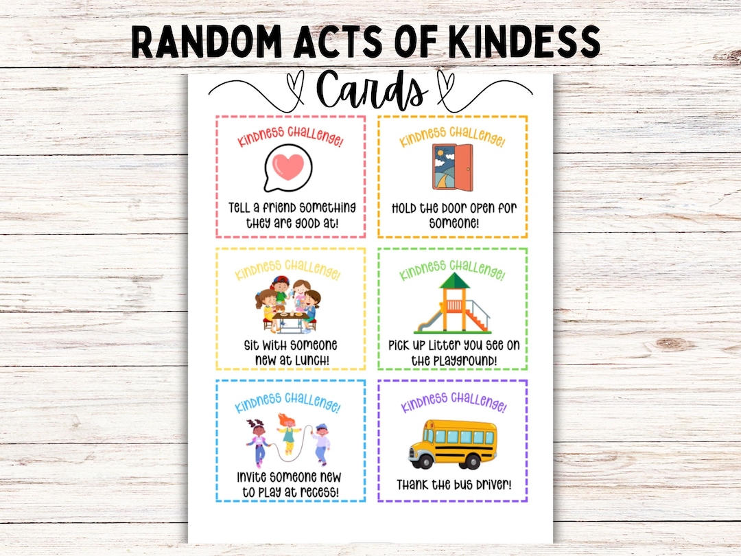 Printable Random Acts of Kindness Cards, Be Kind Lunch Box Notes ...