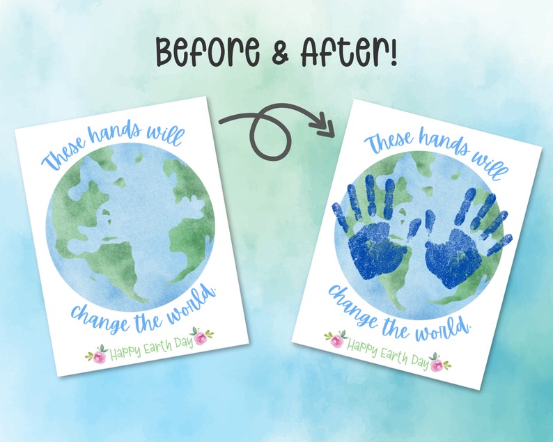 Earth Day Handprint Art Printable: Kids Craft (digital Download) - Etsy