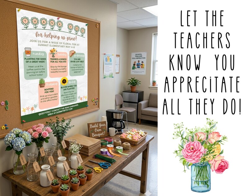 Floral Staff Appreciation Week Itinerary Editable Template, Helping Us ...