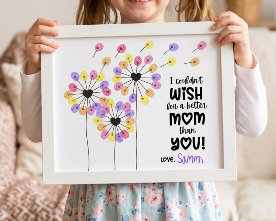 Fingerprint Mother’s Day Craft Printable, Handprint Flower Card for ...