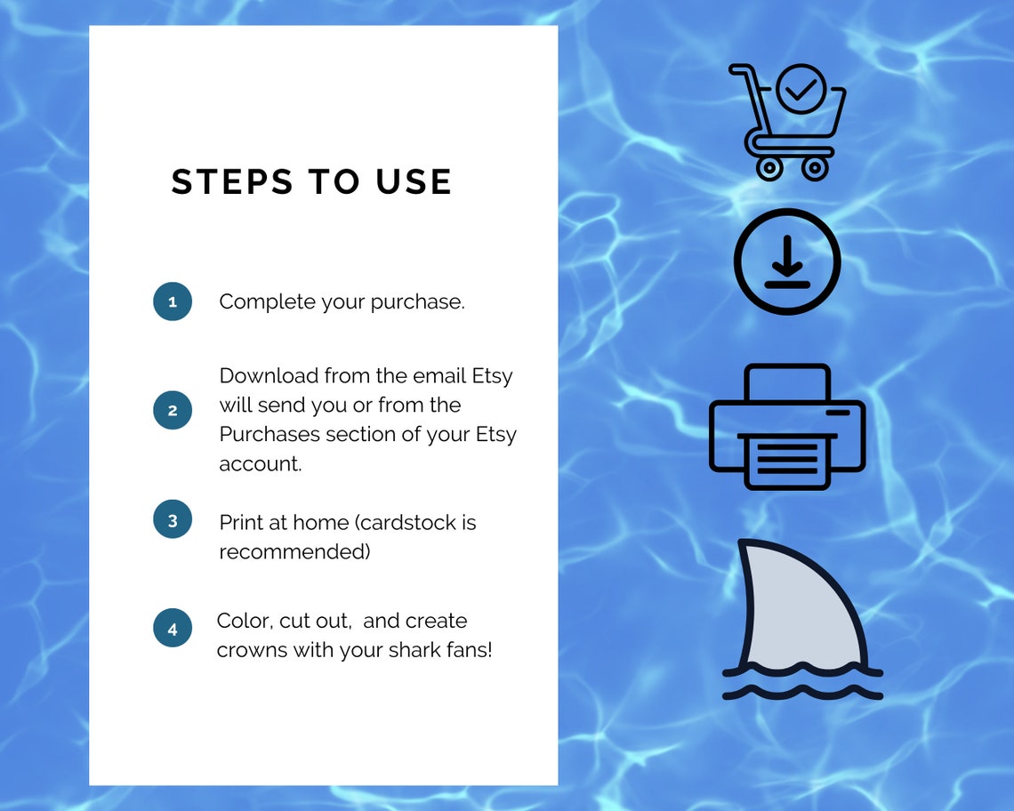 Printable Shark Paper Crown, Kids Coloring Craft, DIY Shark Birthday ...