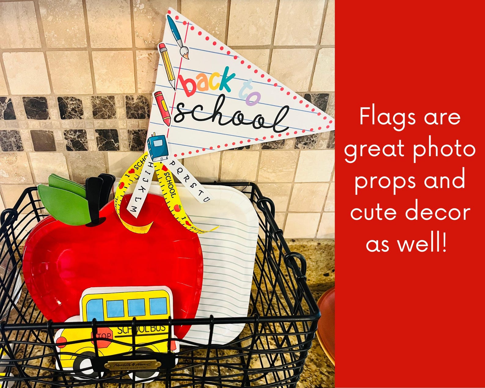 First Day of School Flag Photo Prop, 1st Day of School Pennant, Back to ...