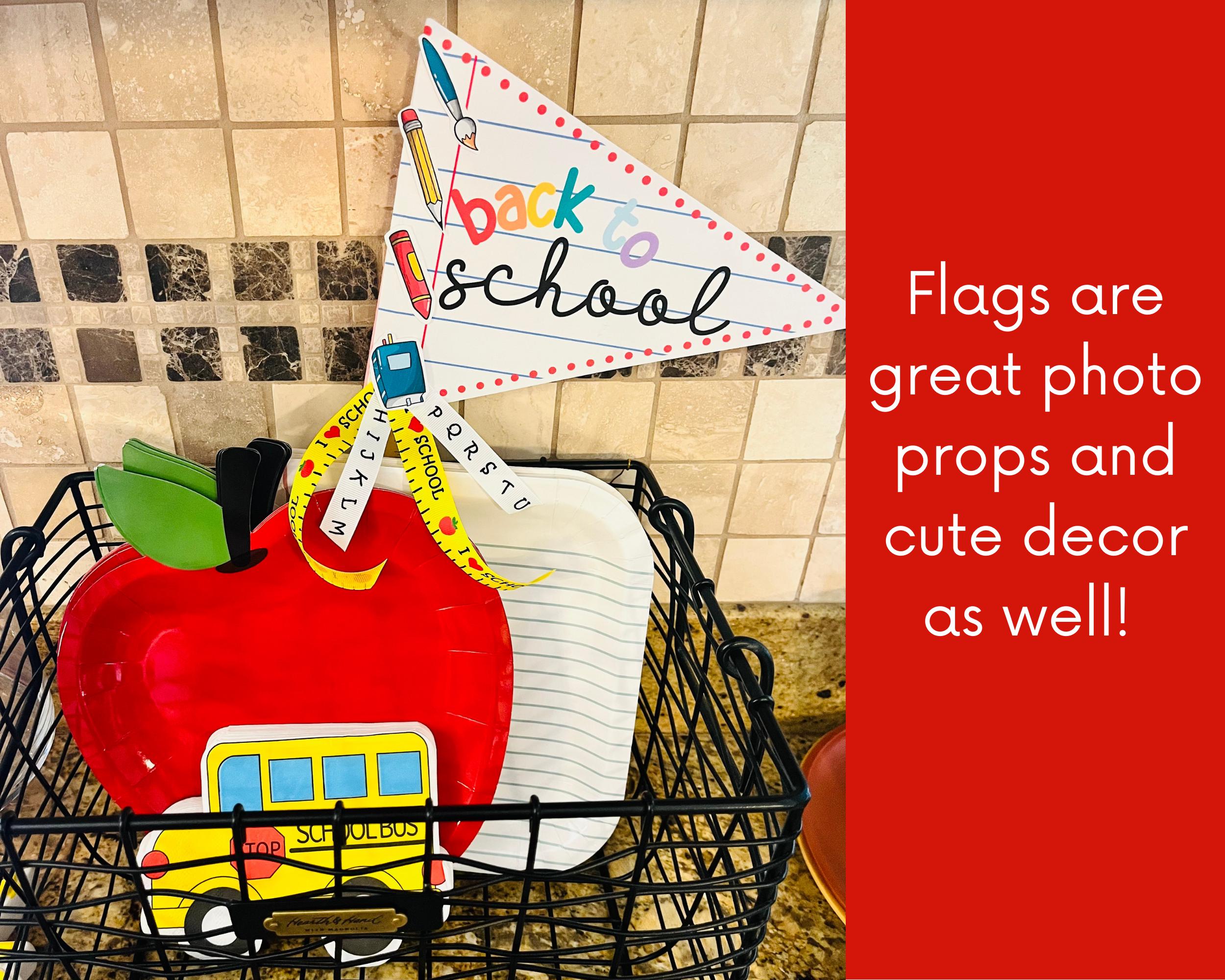 First Day of School Flag Photo Prop, 1st Day of School Pennant, Back to ...