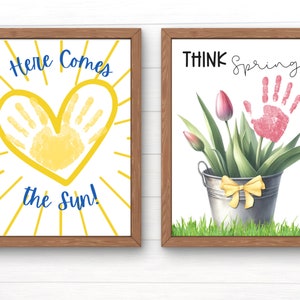 Spring Handprint Art Bundle - Printable Craft Templates, Keepsake for ...