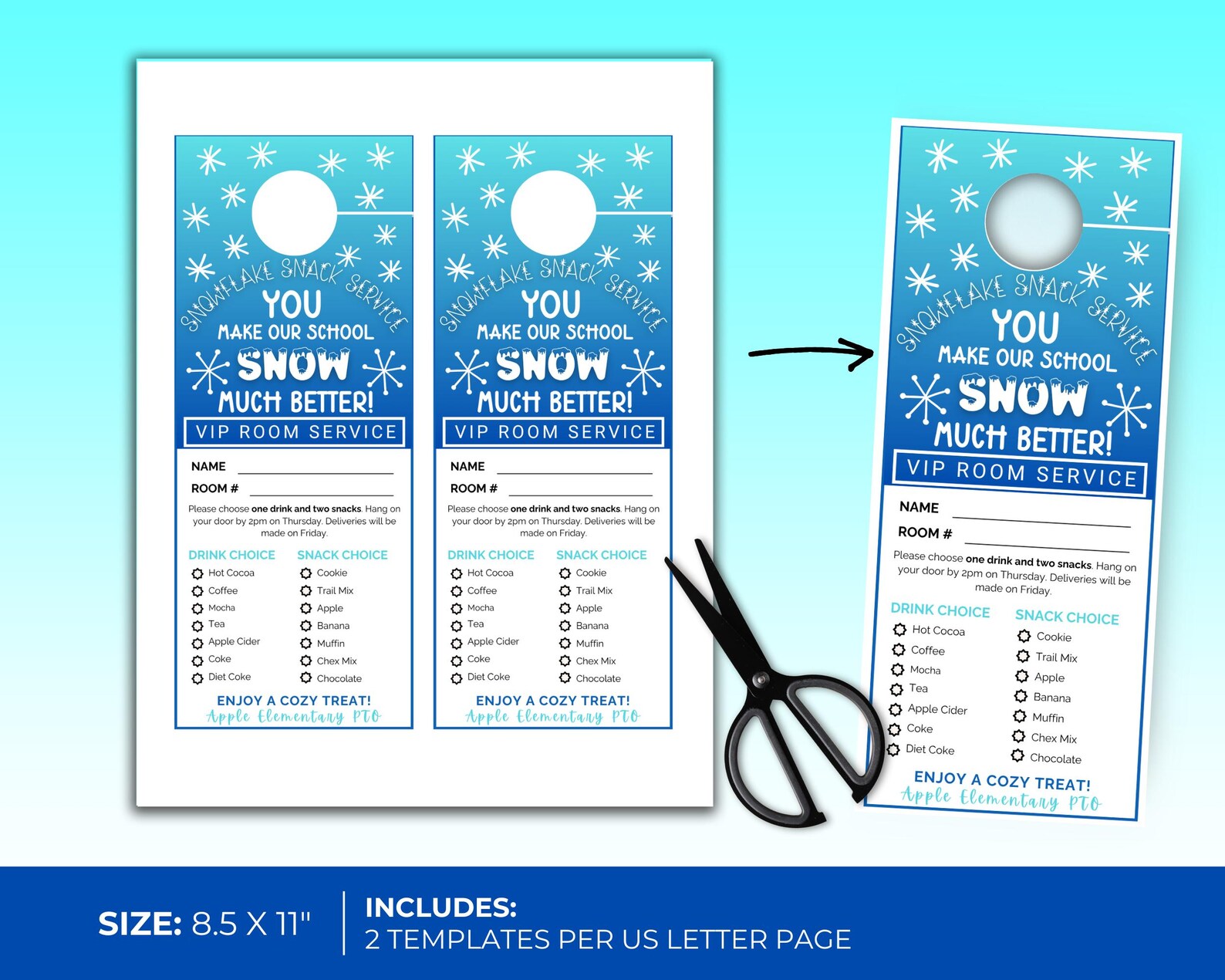 Winter Teacher VIP Room Service Template for Cozy Staff Appreciation ...