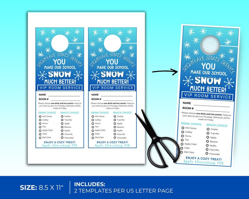 Winter Teacher VIP Room Service Template for Cozy Staff Appreciation ...