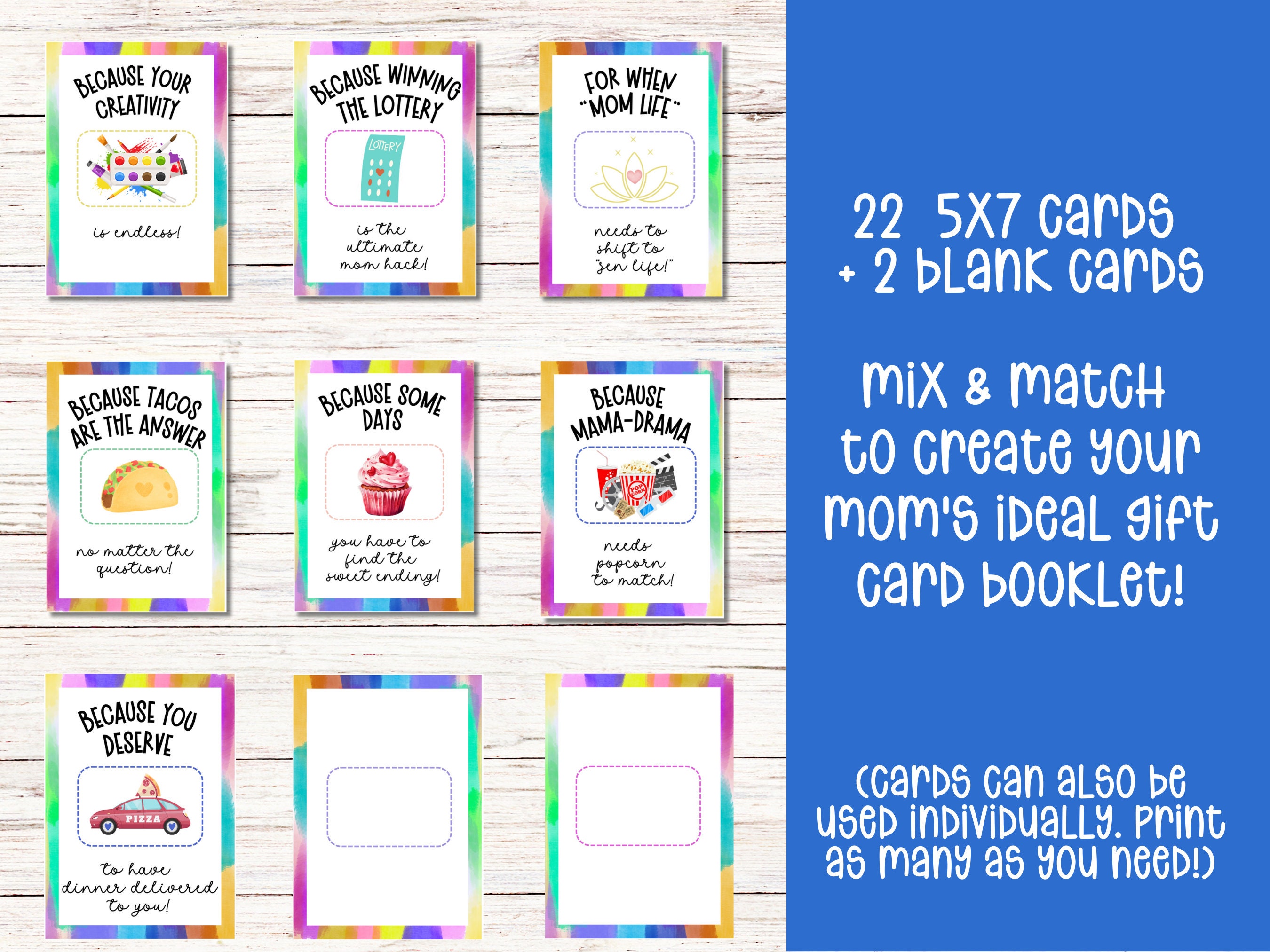 Printable Mothers Day Gift Card Booklet, Build Own Gift Book for Mom ...
