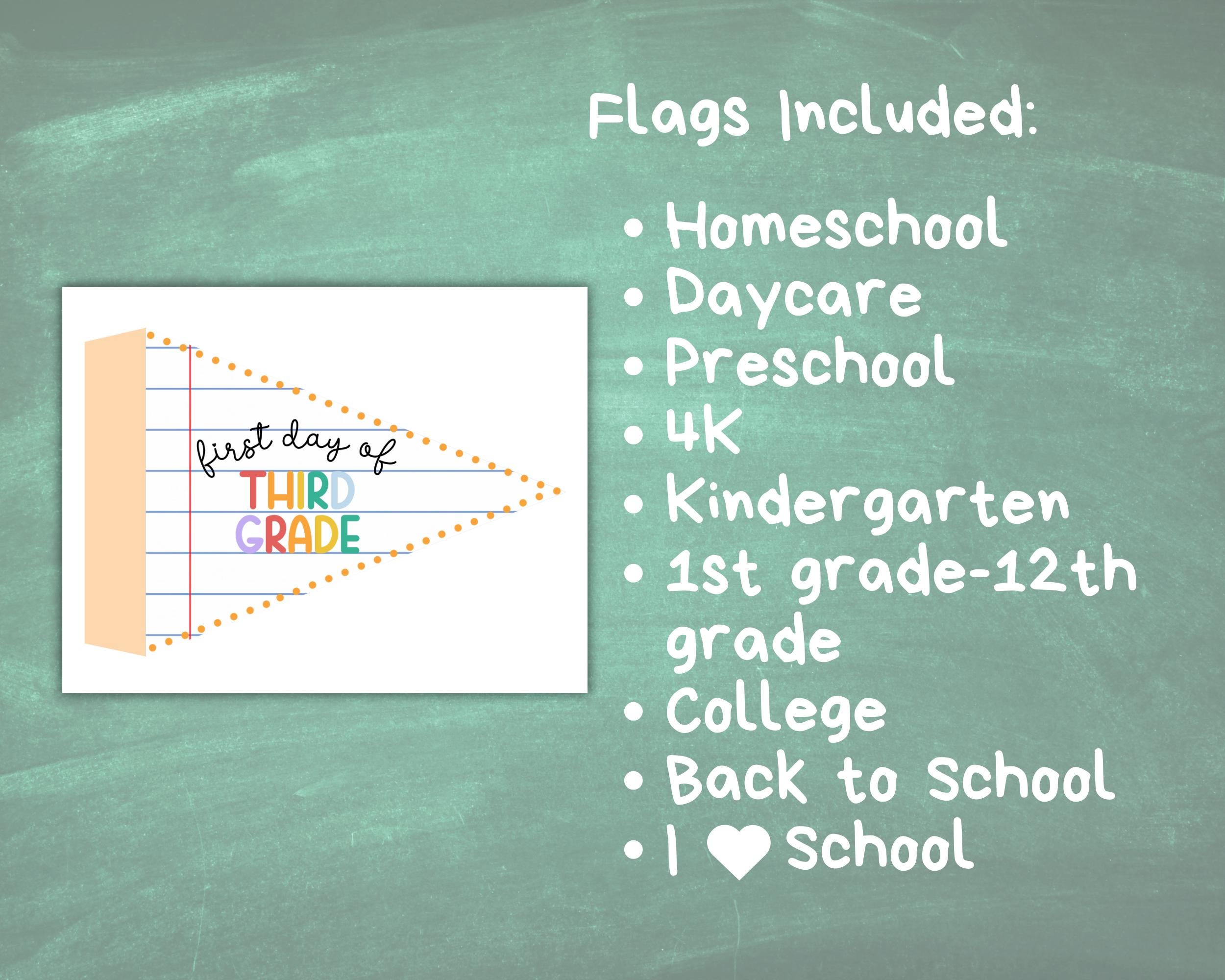First Day of School Flag Photo Prop, 1st Day of School Pennant, Back to ...