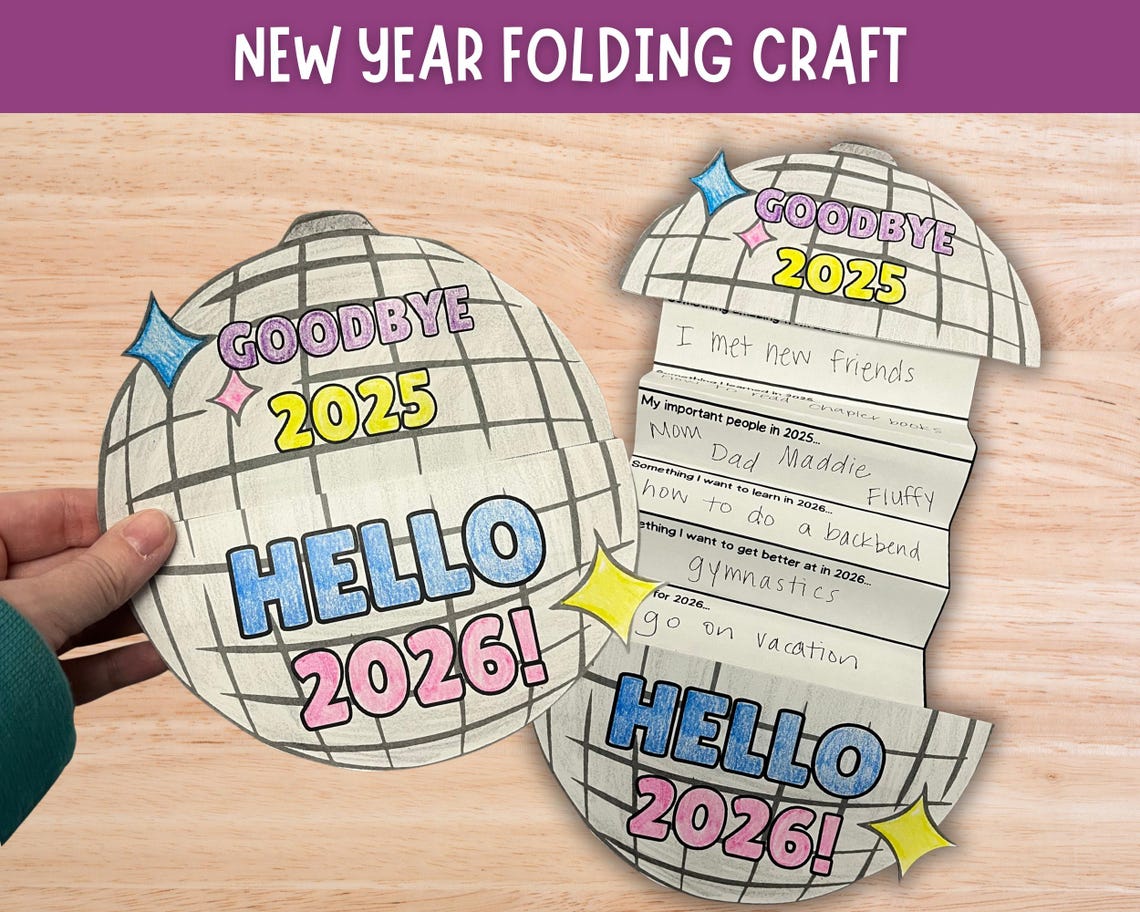 New Years Accordion Fold Activity, Goodbye 2025 Hello 2026 New Year ...