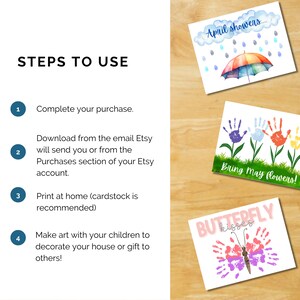 Spring Handprint Art Bundle - Printable Craft Templates, Keepsake for ...