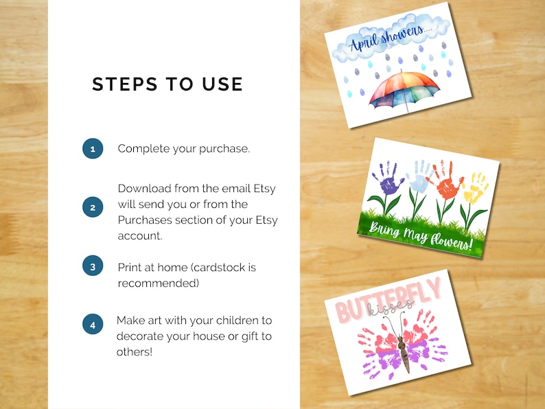 Spring Handprint Art Bundle - Printable Craft Templates, Keepsake for ...