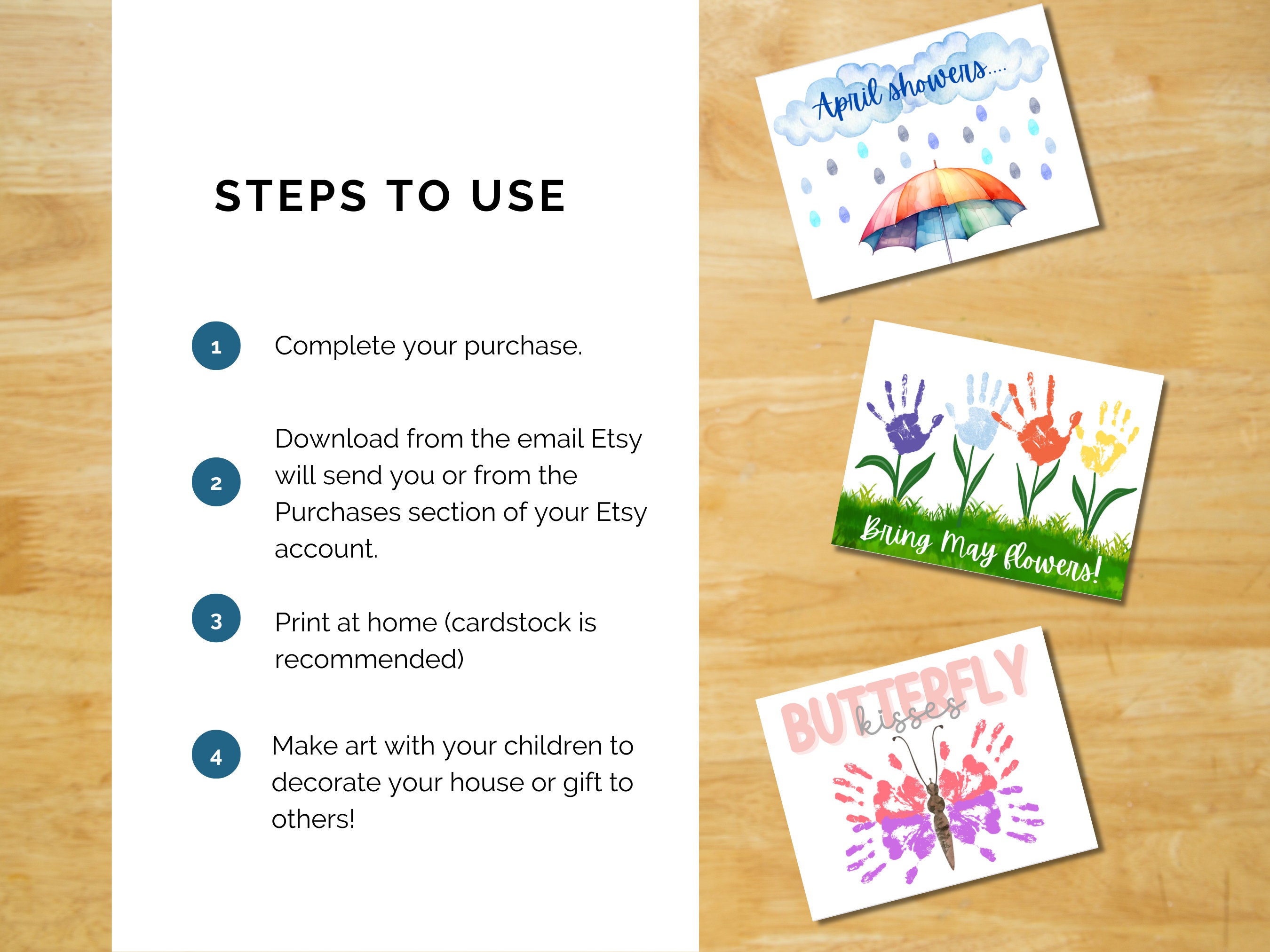 Spring Handprint Art Bundle - Printable Craft Templates, Keepsake for ...