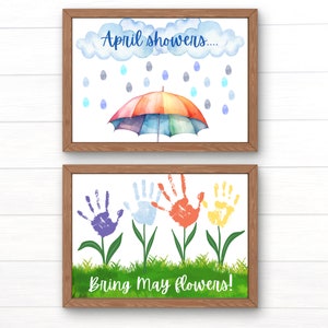 Spring Handprint Art Bundle - Printable Craft Templates, Keepsake for ...