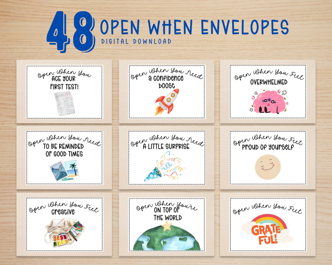 Open When Envelope Labels, Printable Open When Envelopes for College ...