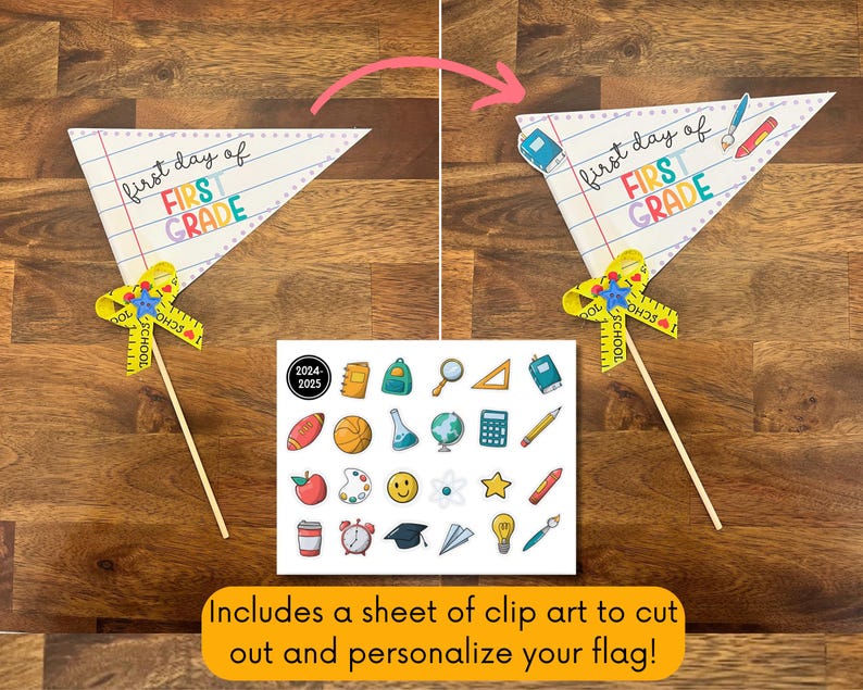 First Day of School Flag Photo Prop, 1st Day of School Pennant, Back to ...