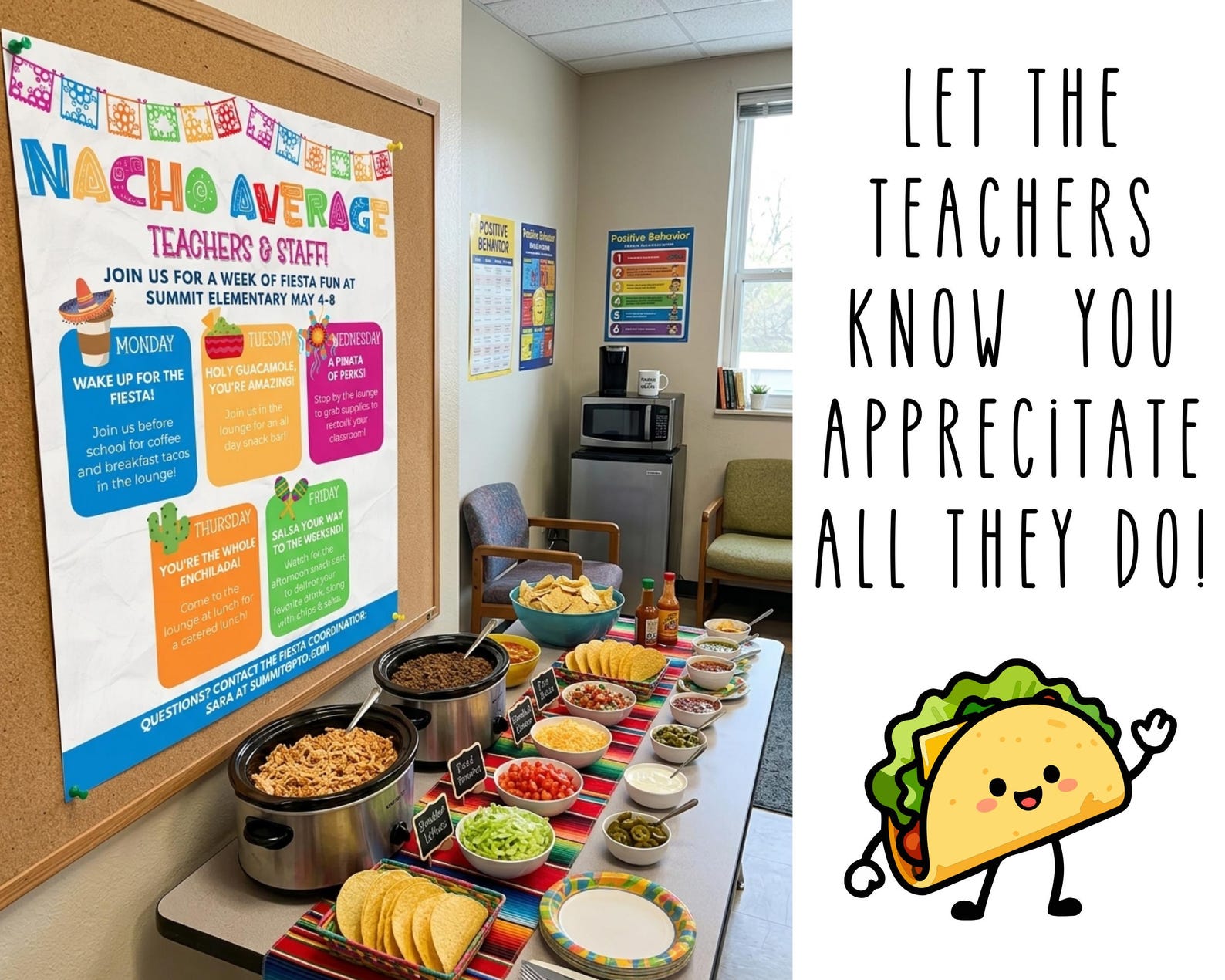 Nacho Average Teacher Appreciation Itinerary Editable Template, Fiesta ...
