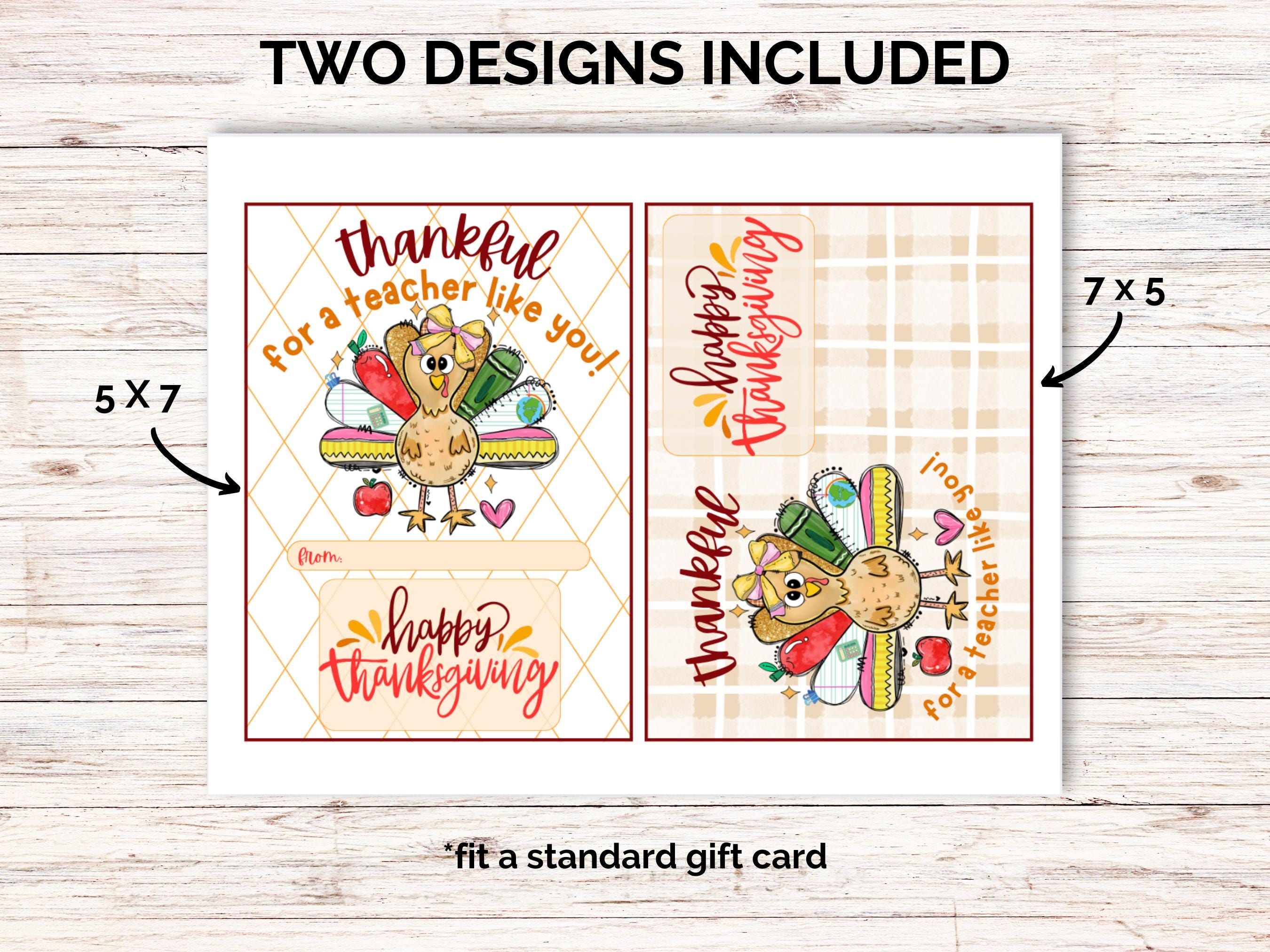 Thanksgiving Teacher Gift Card Holder, Printable Gratitude Gift Card ...