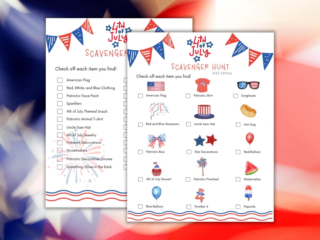 Fourth of July Scavenger Hunt Printable for Kids and Teens ...