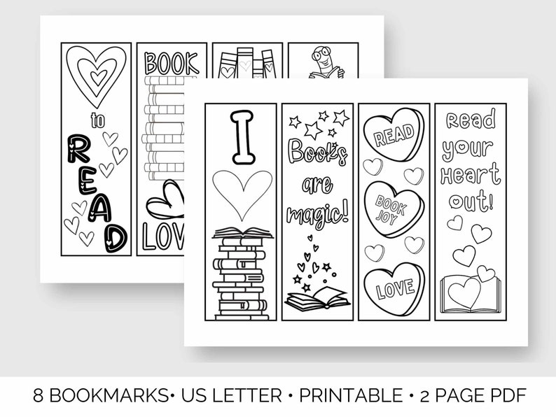 Valentine's Day Coloring Bookmarks for Kids, Printable Non Food Class ...