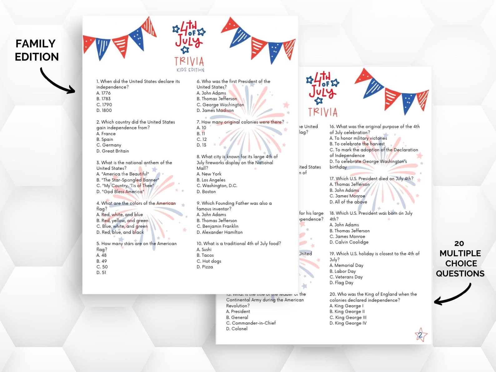 4th of July Games Bundle: Printable Trivia, Bingo, Scavenger Hunt ...