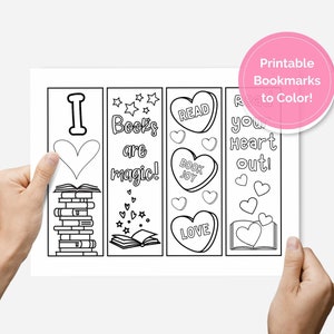 Valentine's Day Coloring Bookmarks for Kids, Printable Non Food Class ...
