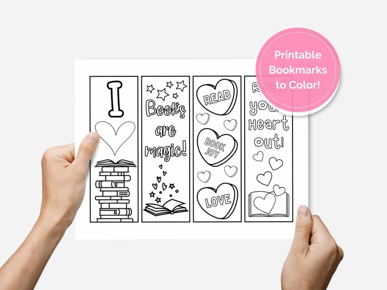 Valentine's Day Coloring Bookmarks for Kids, Printable Non Food Class ...