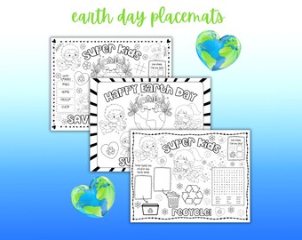 Earth Day Printable Placemat for Kids, Earth Day Day Coloring Page and ...