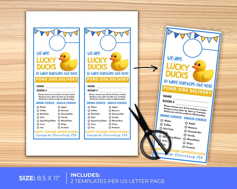 Teacher Appreciation Week Door Hanger, Lucky Duck VIP Room Service ...